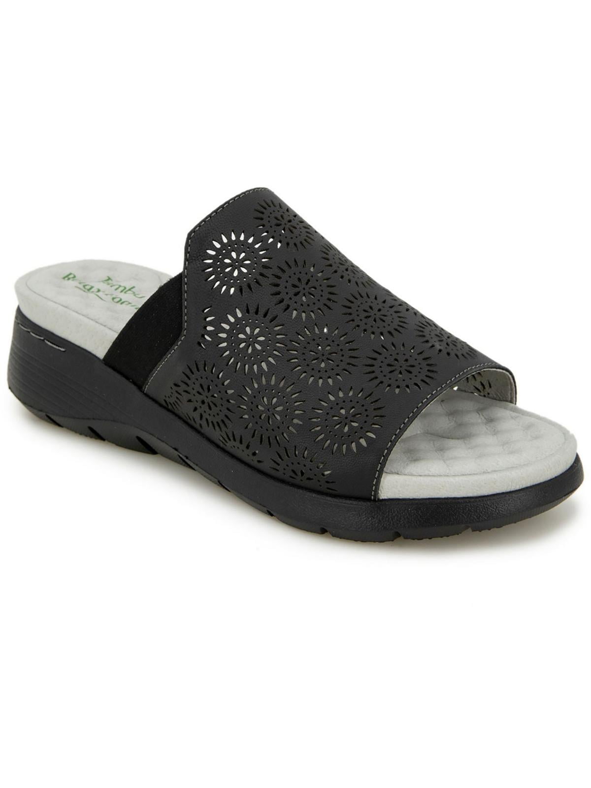 Jambu Womens Queens Leather Platform Wedge Sandals - Walmart.com