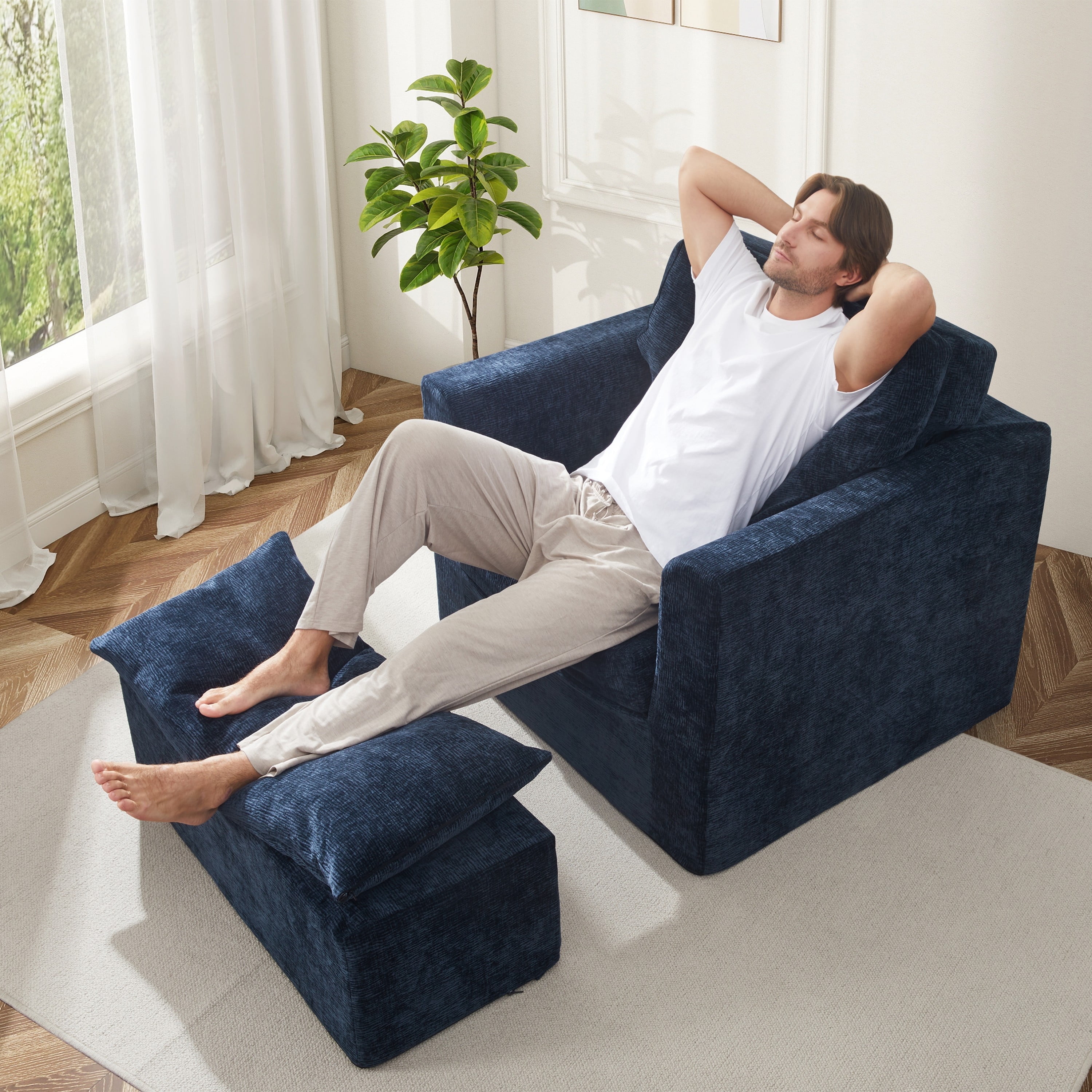 Jamdok Chaise Lounge Chair Indoor with Ottoman and Reading Pillow,No ...