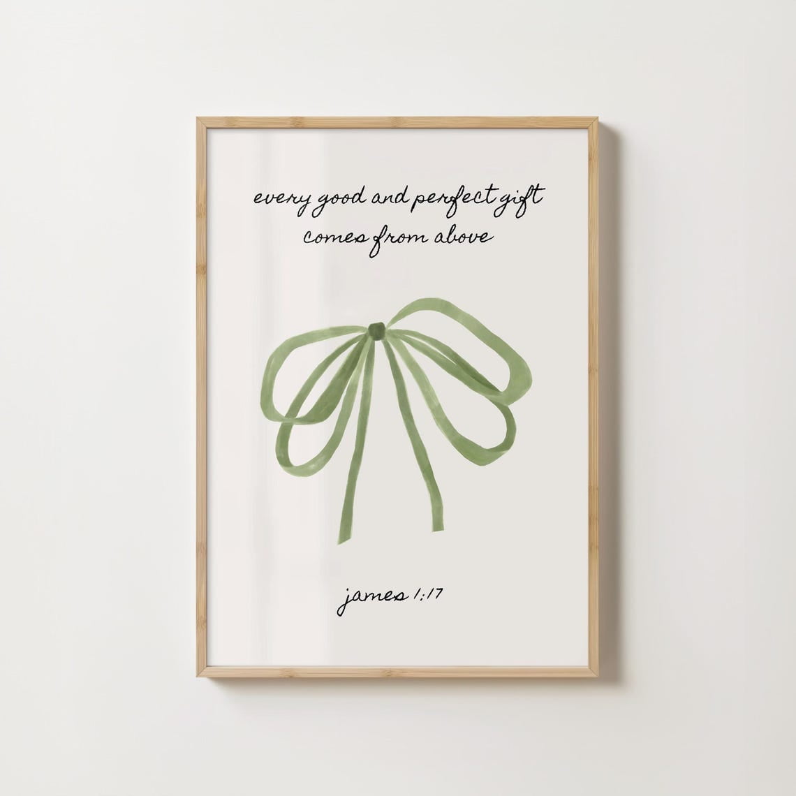James 1:17 Coquette Green Bow, Christian Wall Art, Bible Verse Wall Art ...
