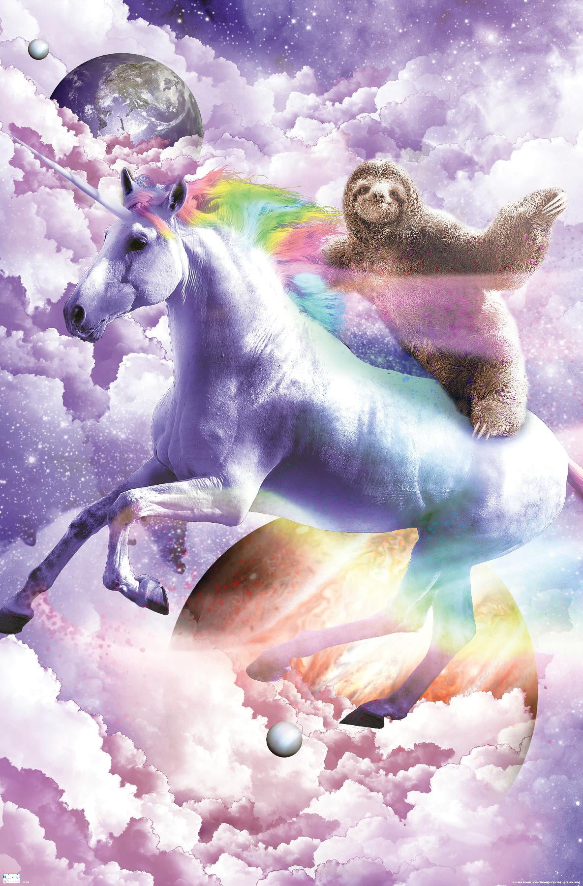 James Booker - Epic Space Sloth Riding On Unicorn Wall Poster, 14.725 ...