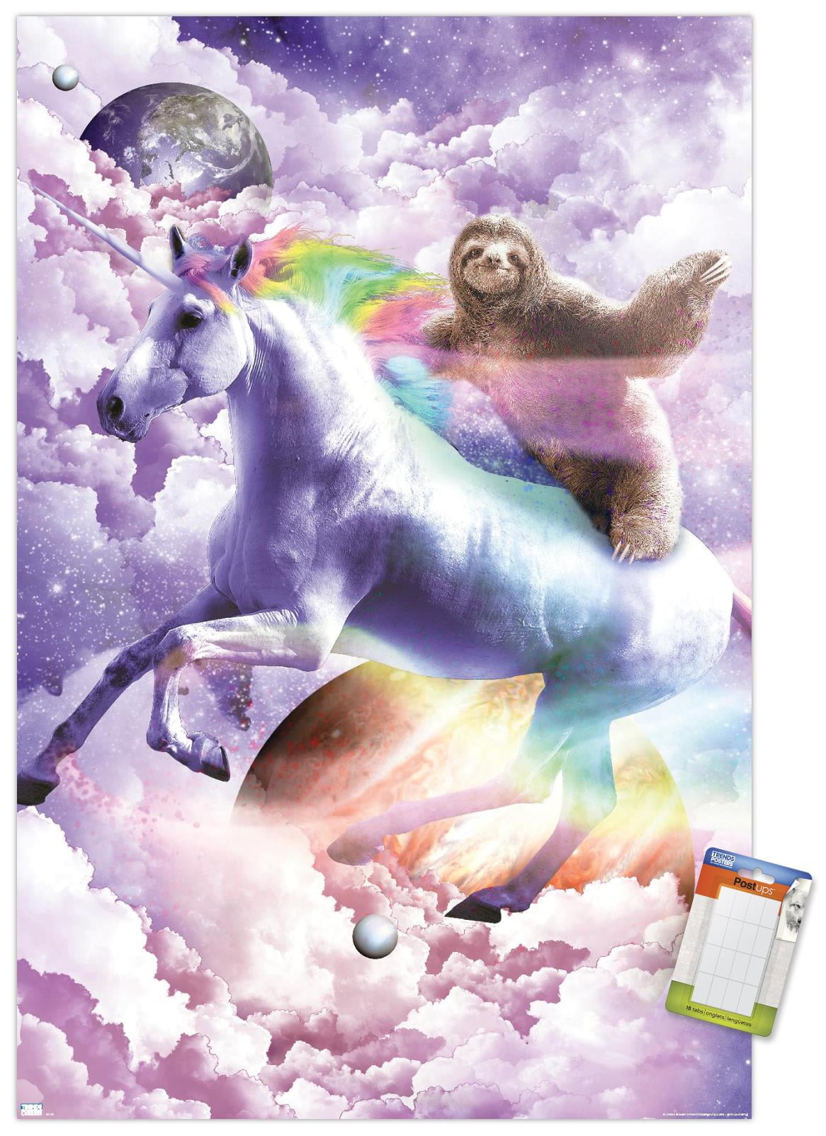 James Booker - Epic Space Sloth Riding On Unicorn Wall Poster, 22.375 ...