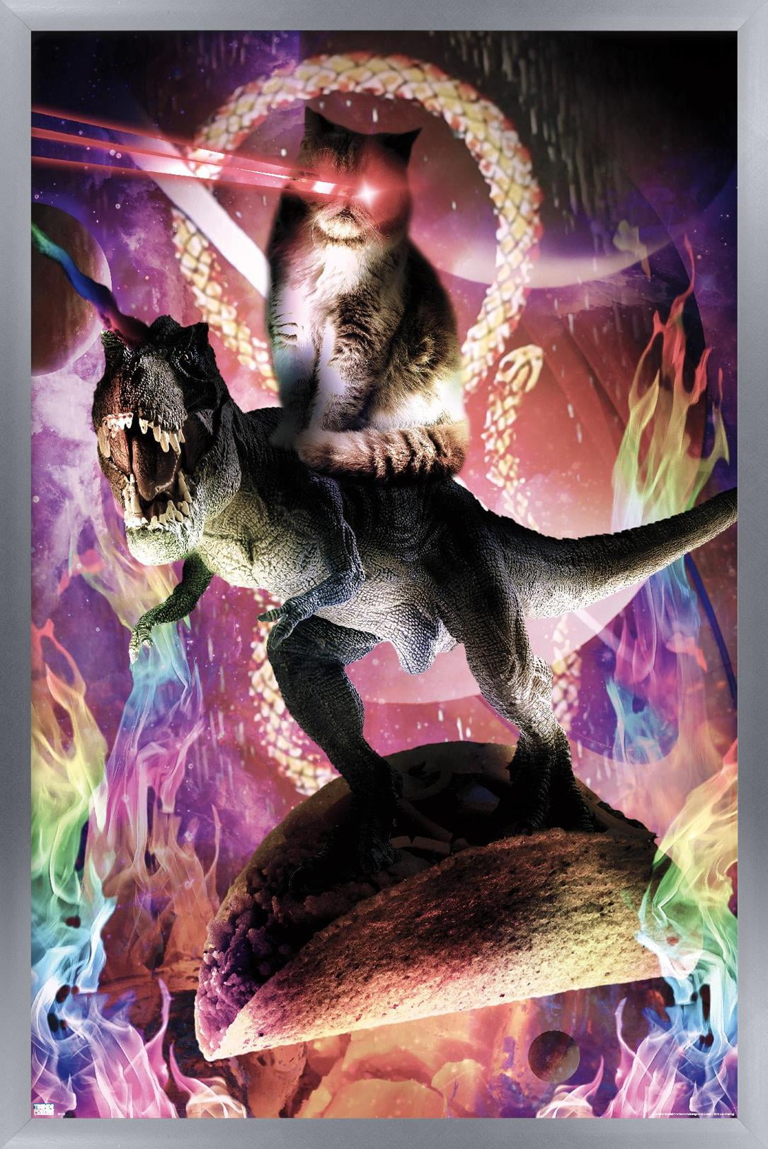 James Booker - Evil Cat Dinosaur on Taco Wall Poster, 14.725" x 22.375 ...
