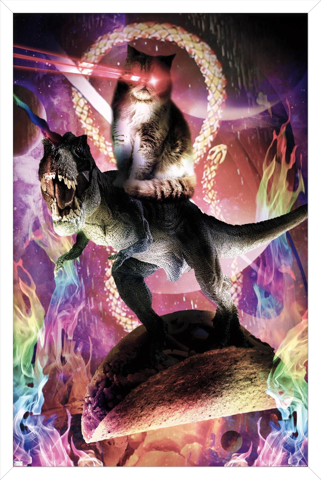 James Booker - Evil Cat Dinosaur on Taco Wall Poster, 22.375" x 34 ...