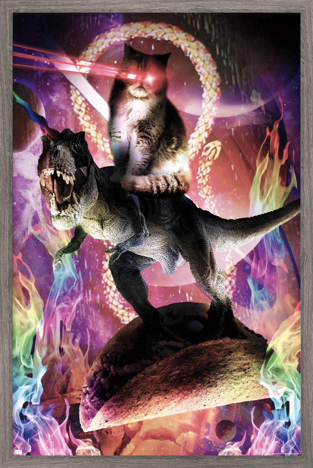 James Booker - Evil Cat Dinosaur on Taco Wall Poster, 22.375" x 34 ...