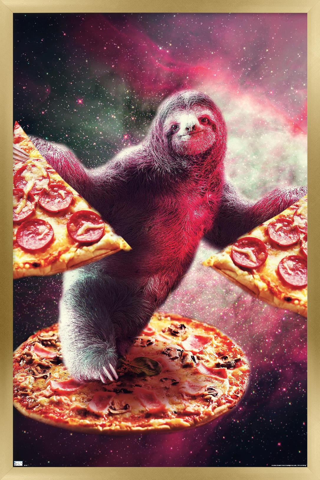 James Booker - Funny Space Sloth With Pizza Wall Poster, 14.725" x 22. ...