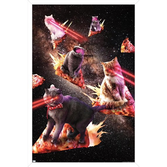 James Booker - Galaxy Laser Cats on Pizza Wall Poster, 14.725" x 22.375 ...