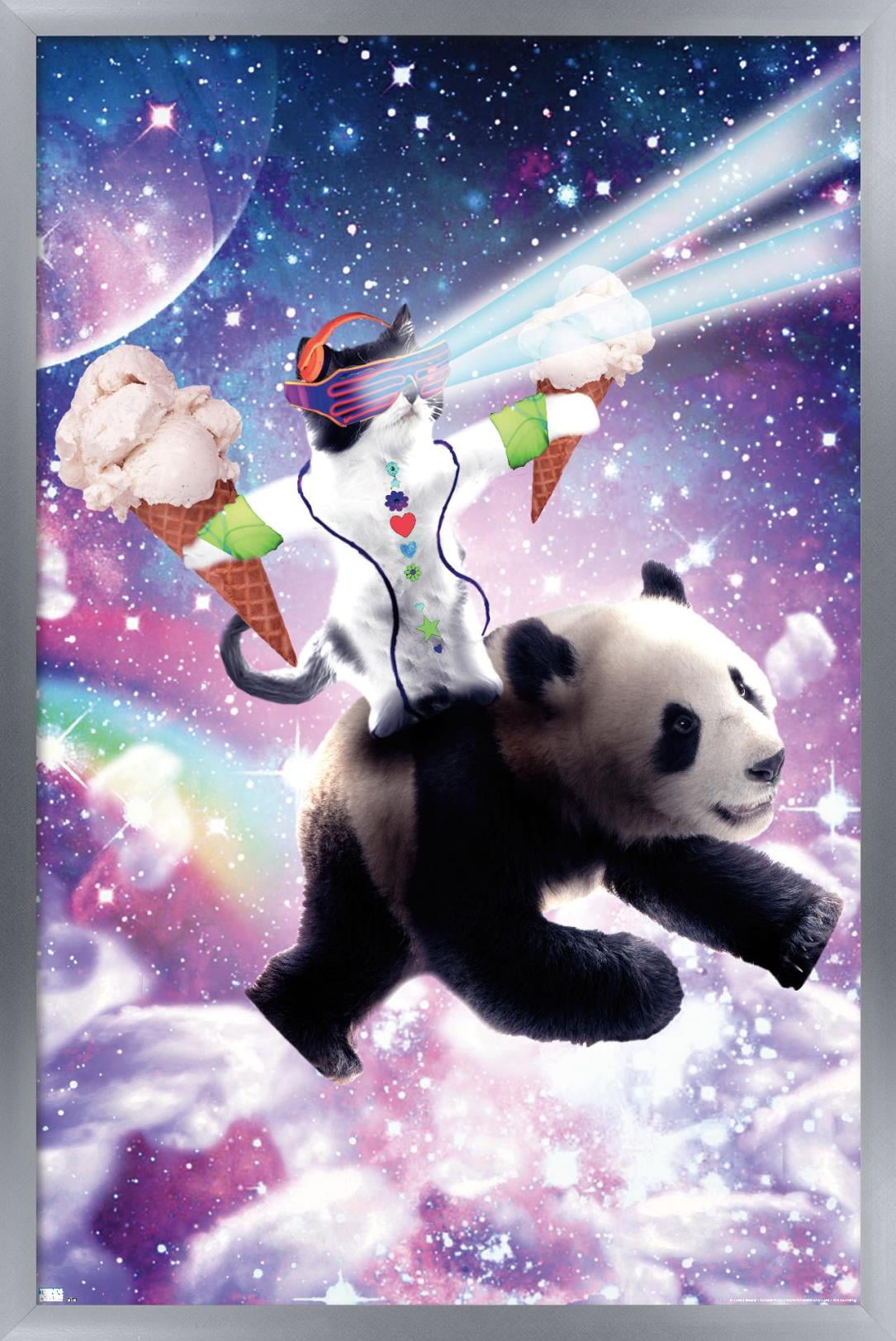 James Booker - Laser Rave Space Cat Wall Poster, 22.375" x 34", Framed ...