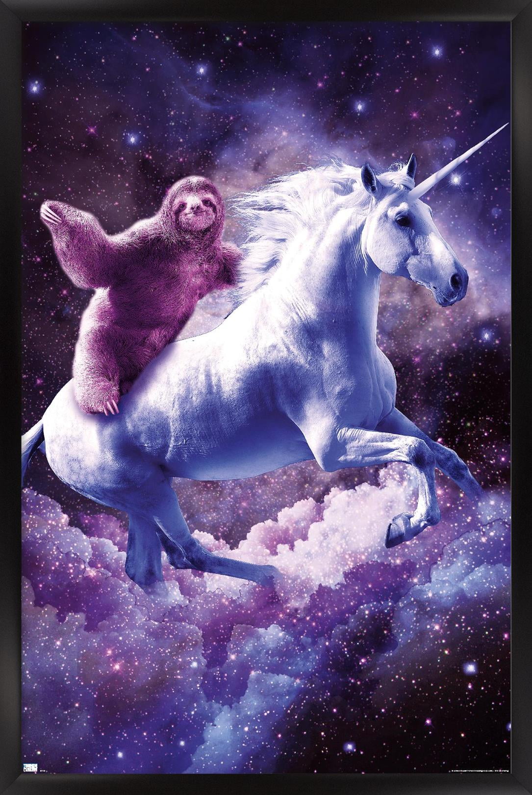 James Booker Space Sloth Riding On Unicorn Wall Poster 22 375 X 34