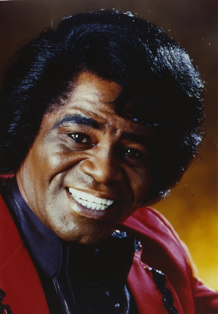 James Brown Portrait in Red Linen Suit and Black Collar Shirt Photo ...