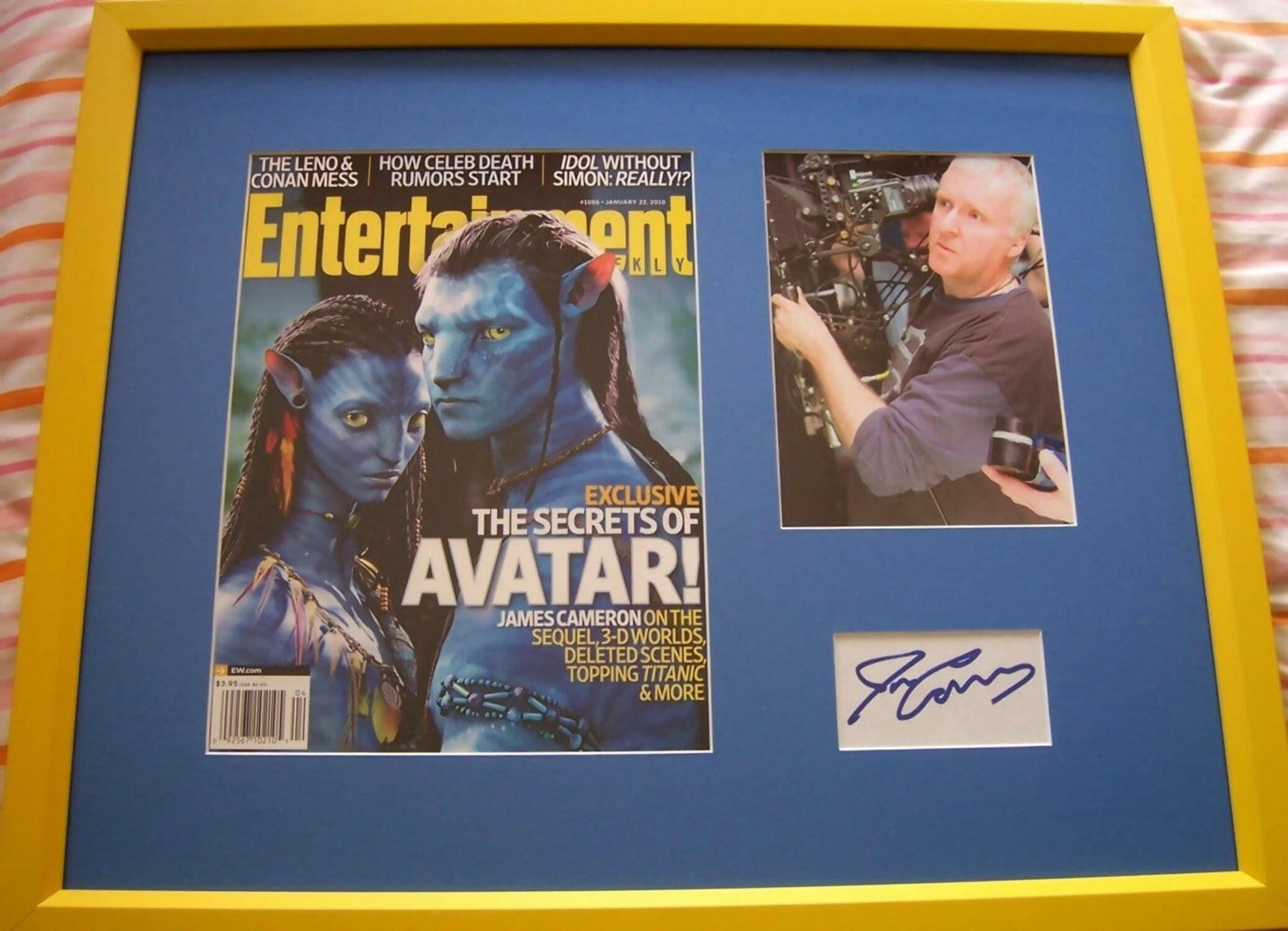 James Cameron autograph framed with Avatar movie magazine cover and 5x7 ...