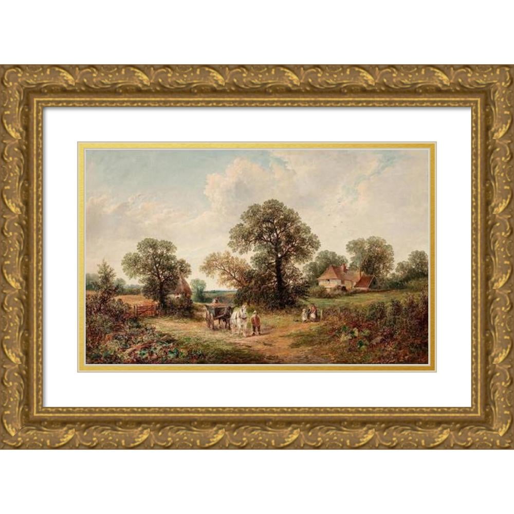 James Edwin Meadows 14x11 Gold Ornate Wood Frame and Double Matted ...