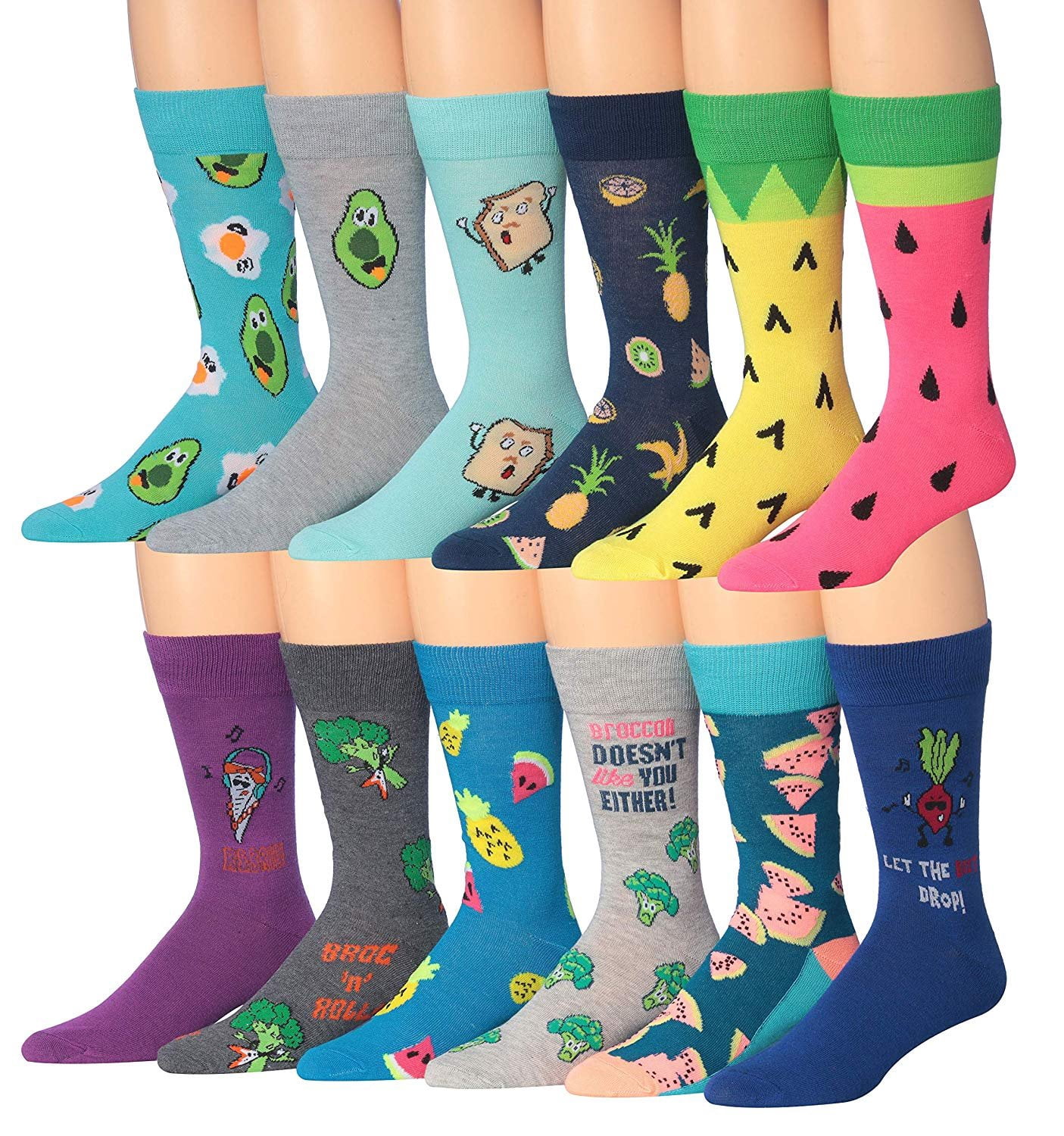 James Fiallo Mens 12-Pairs Funny Funky Crazy Novelty Colorful Patterned ...