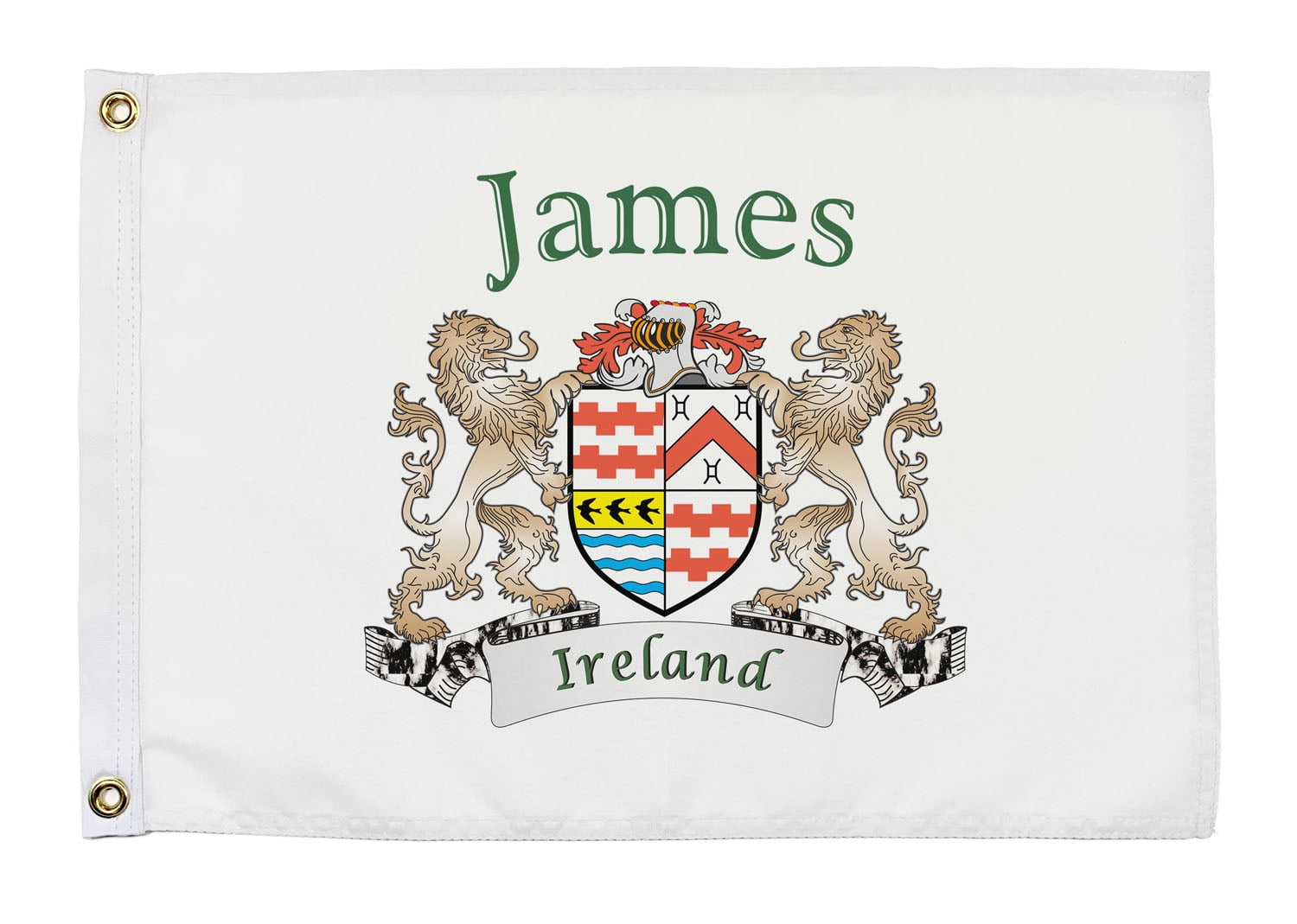 James Irish Coat of Arms Small White Flag - 16"x10.5" inches - Walmart.com