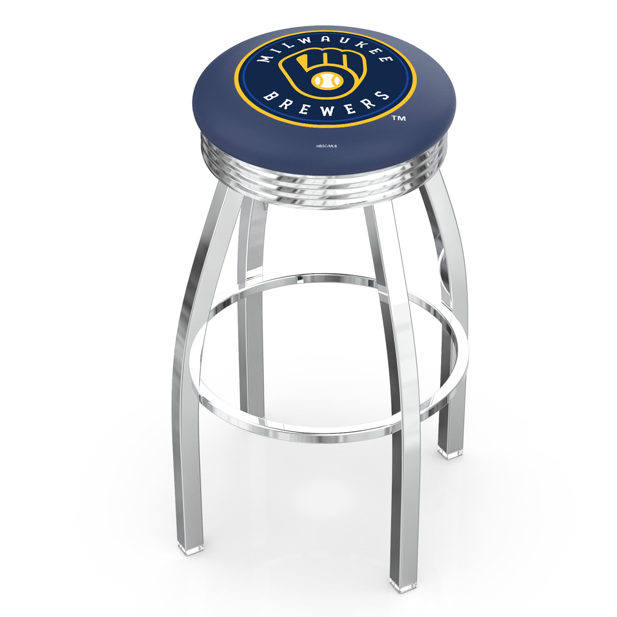 Silver Milwaukee Brewers 25" Chrome Ringed Swivel Counter Stool ...