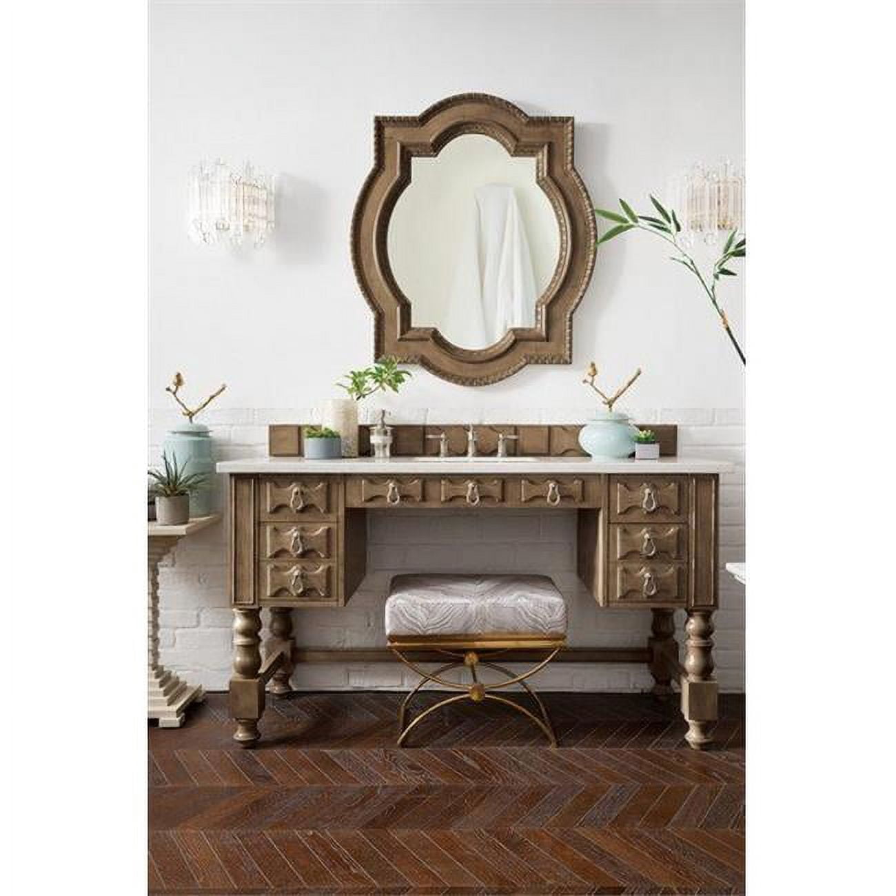 James Martin 161-V60S-EG-2CAR 60 Inch Empire Gray Vanity With White ...