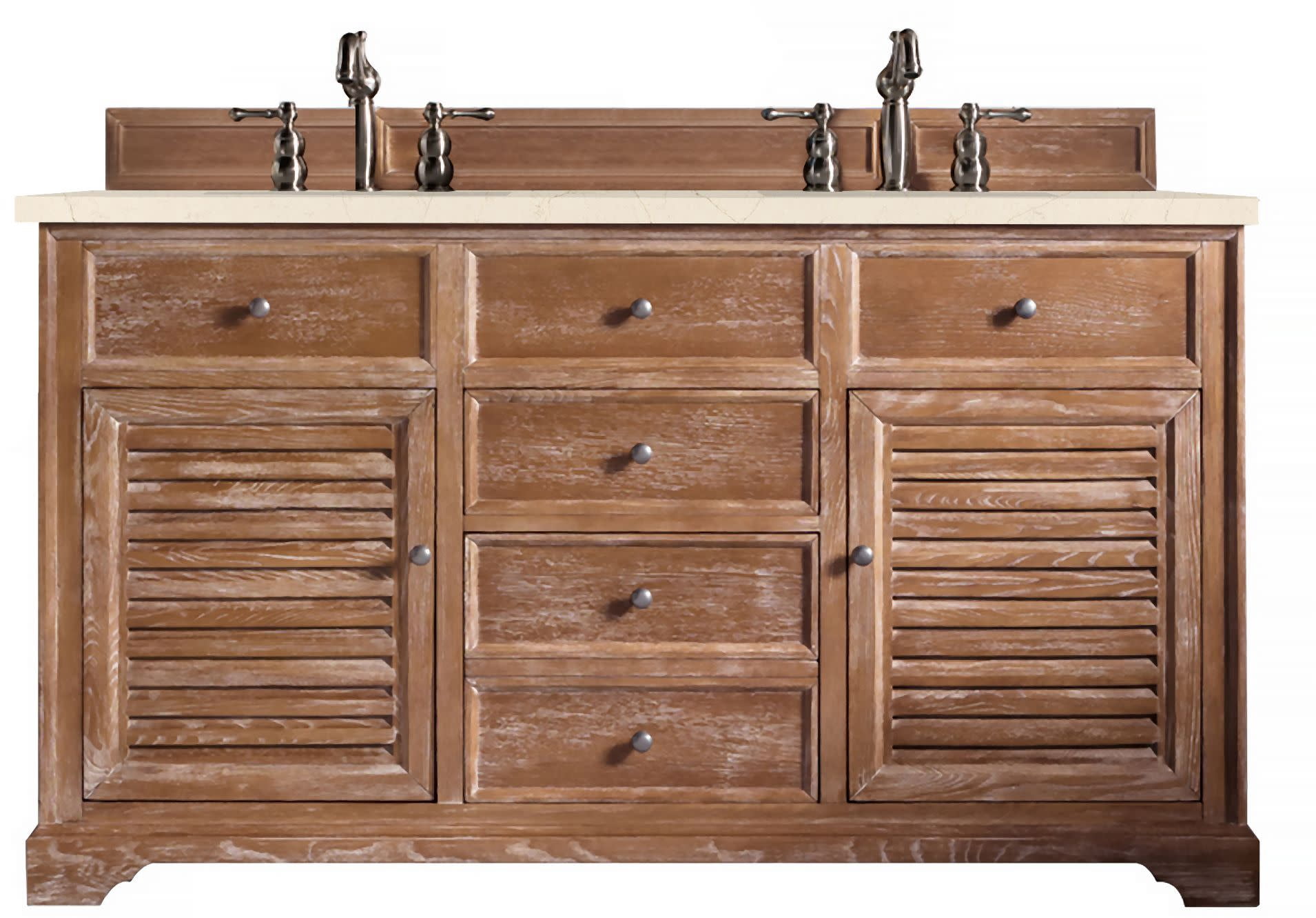 James Martin Furniture 60 in. Savannah Double Vanity Cabinet with 3 cm Eternal Marfil Quartz Top ...