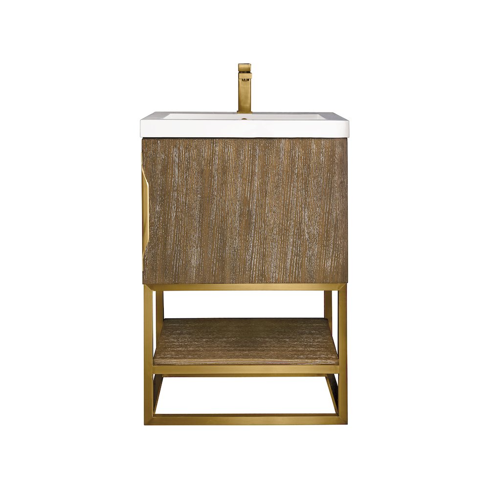James Martin Vanities 24" Single Vanity, Latte Oak, Radiant Gold w ...