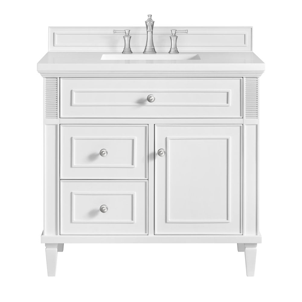 James Martin Vanities 36" Single Vanity, Bright White w/ 3 CM White ...
