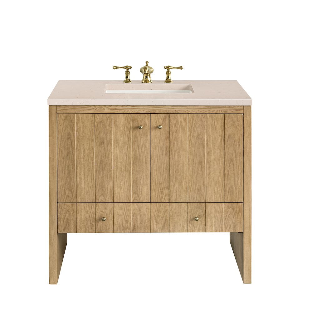 James Martin Vanities 36" Single Vanity, Light Natural Oak w/ 3 CM Eternal Marfil Top - Walmart.com