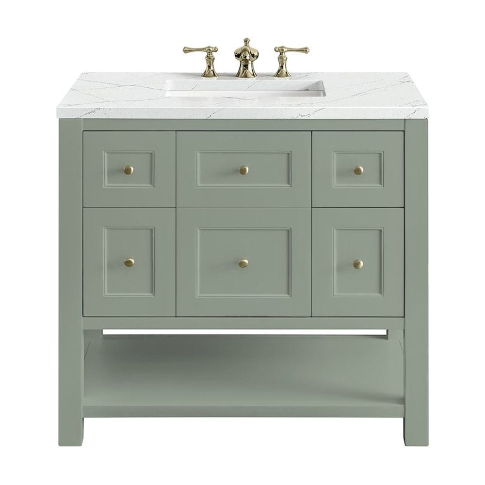 James Martin Vanities 36" Single Vanity, Smokey Celadon w/ 3 CM ...