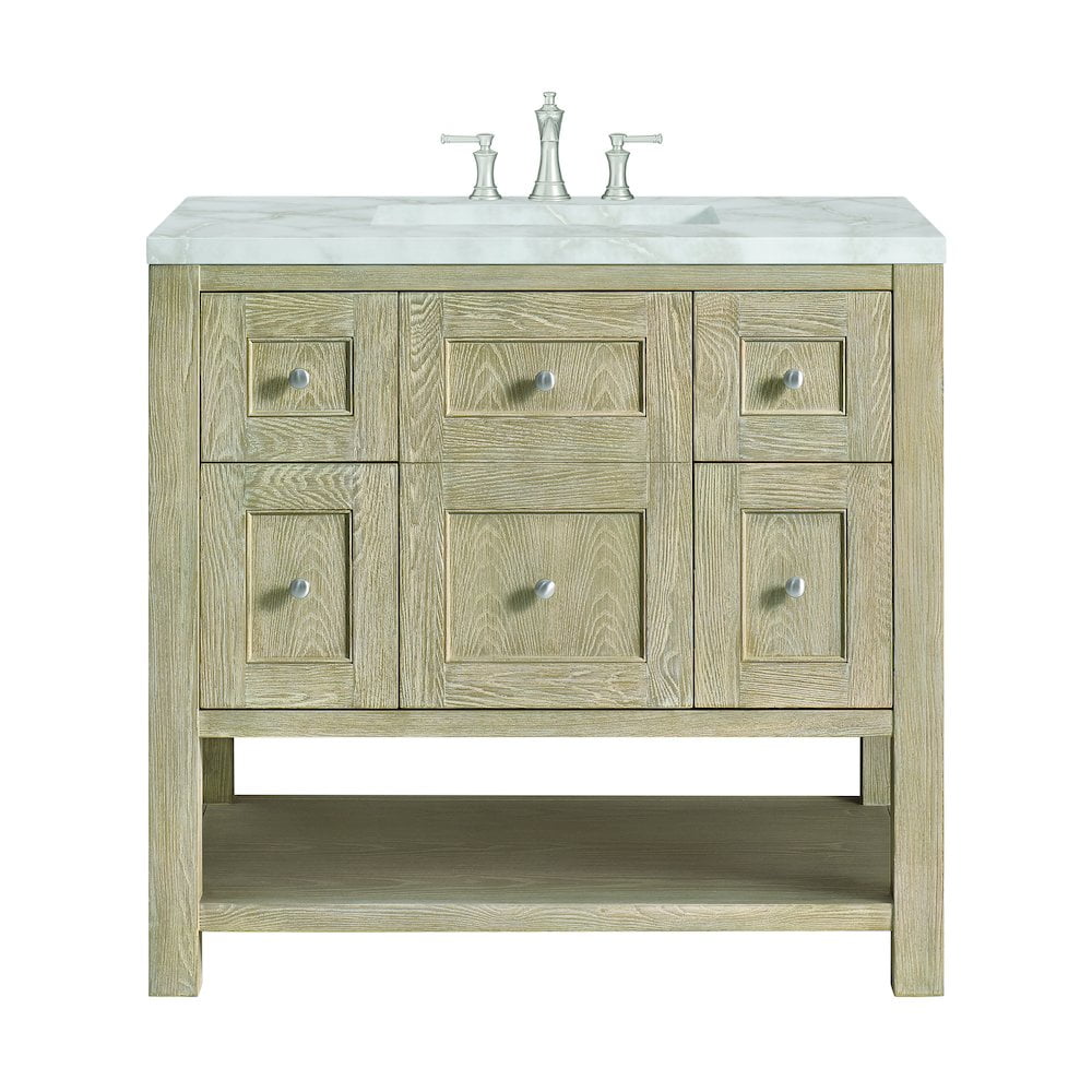 James Martin Vanities 36" Single Vanity, Whitewashed Oak w/ 3 CM ...