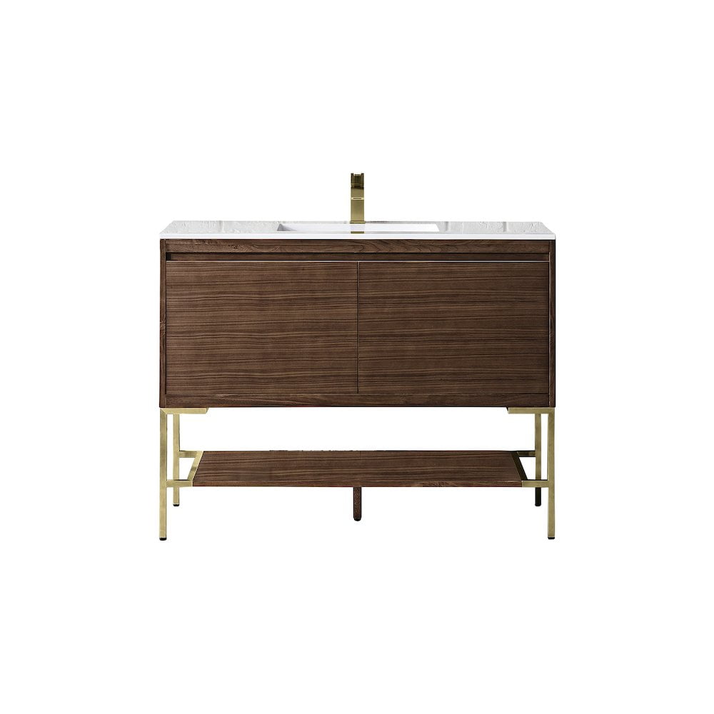 James Martin Vanities 47.3" Single Vanity, Mid-Century Walnut ...