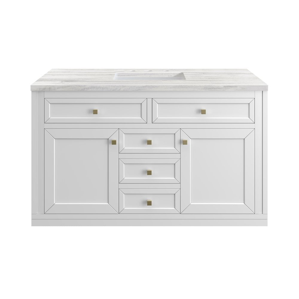 James Martin Vanities 48" Single Vanity, Glossy White w/ 3 CM Arctic ...
