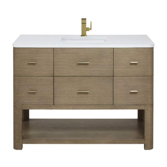 James Martin Vanities 60" Double Vanity, Carbon Oak w/ 3 CM White Zeus ...