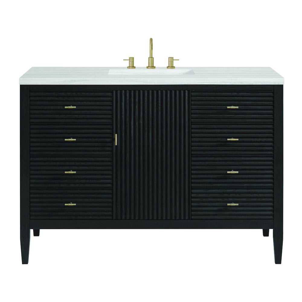 James Martin Vanities 48" Vanity, Carbon Oak w/ 3 CM Arctic Fall Solid ...