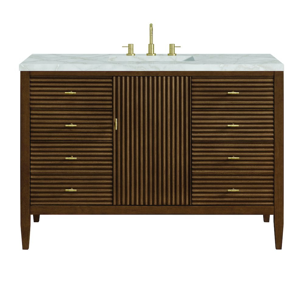 James Martin Vanities 48" Vanity, Mid Century Walnut w/ 3 CM Victorian ...