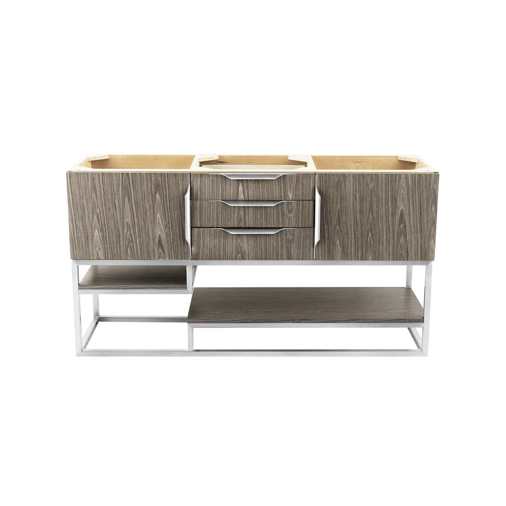 James Martin Vanities 59" Double Vanity Cabinet, Ash Gray, Brushed ...