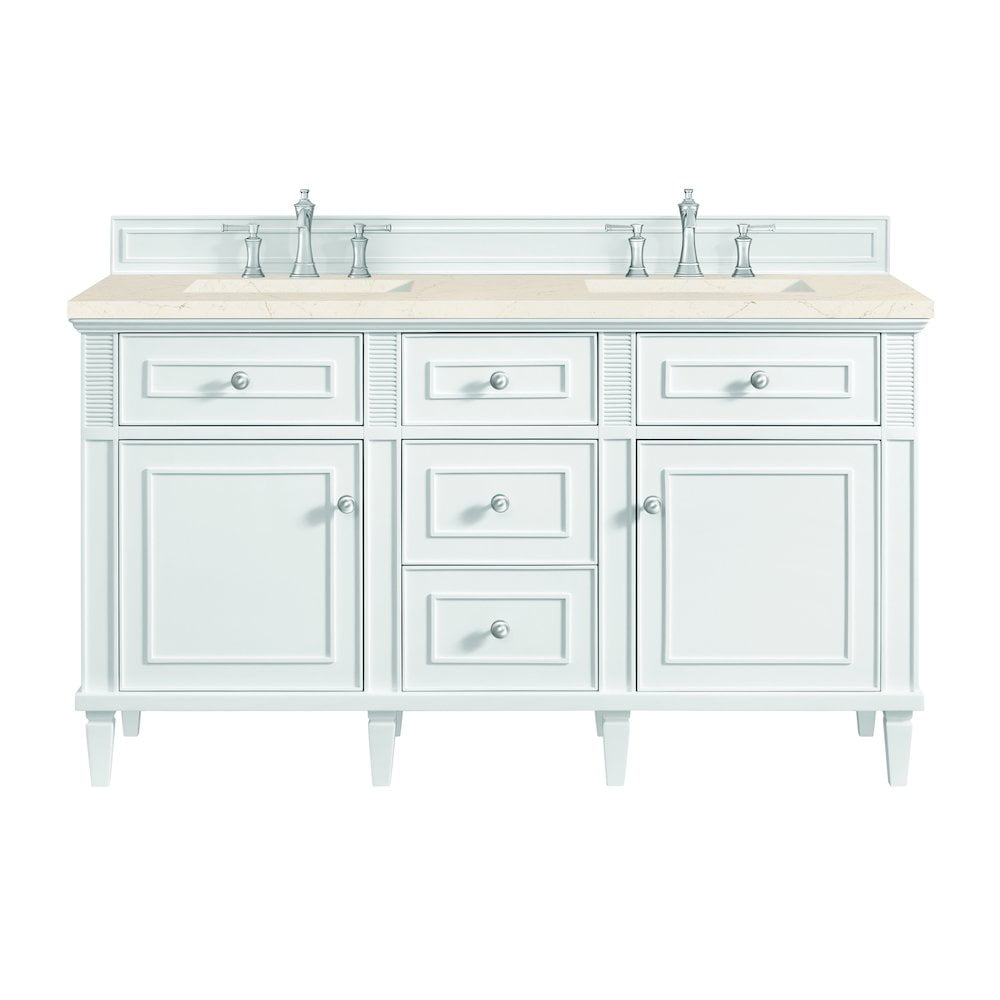 James Martin Vanities 60" Double Vanity, Bright White w/ 3 CM Eternal ...