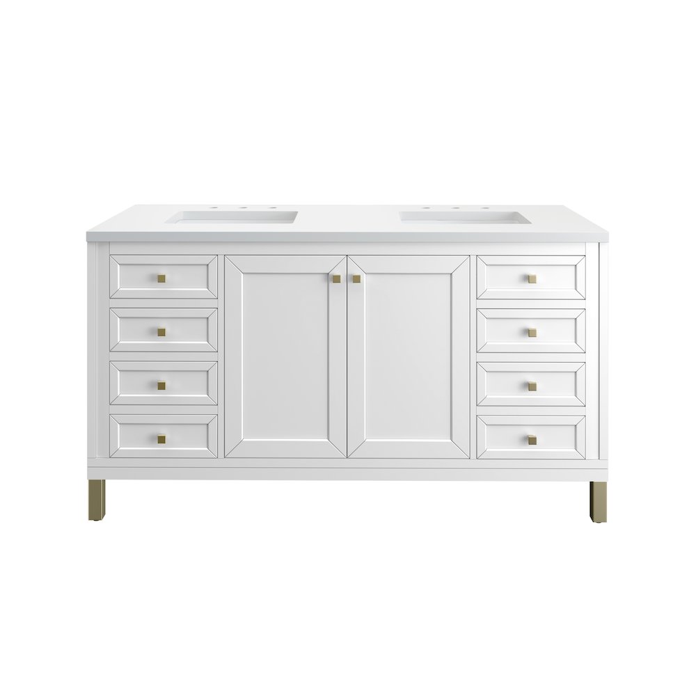 James Martin Vanities 60" Double Vanity, Glossy White w/ 3 CM White ...