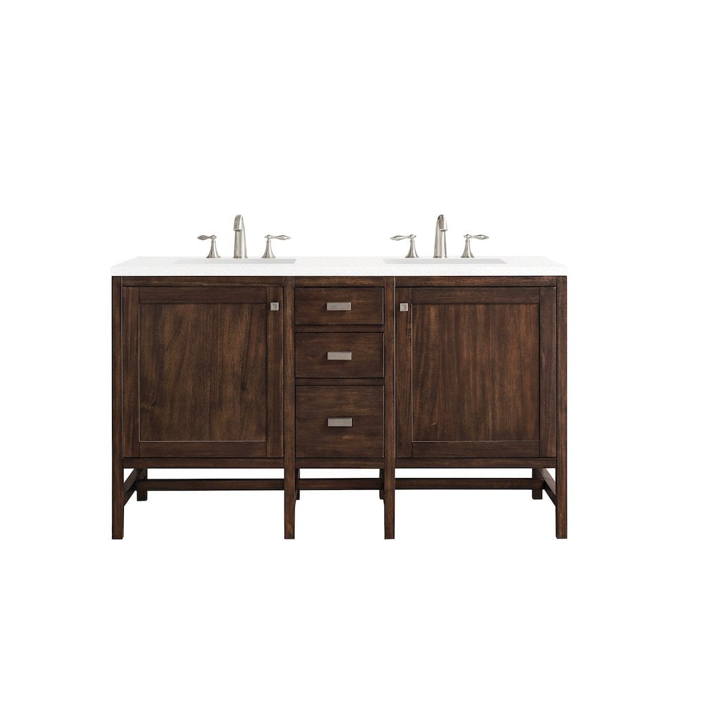 James Martin Vanities 60" Double Vanity, Mid-Century Acacia w/ 3 CM ...