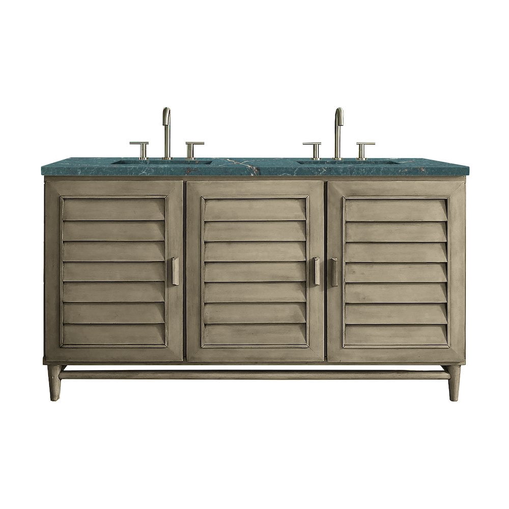 James Martin Vanities 60" Double Vanity Whitewashed Walnut w/ 3 CM ...