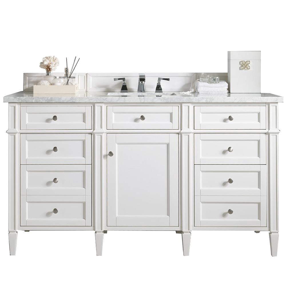 James Martin Vanities 60" Single Vanity, Bright White w/ 3 CM Arctic ...
