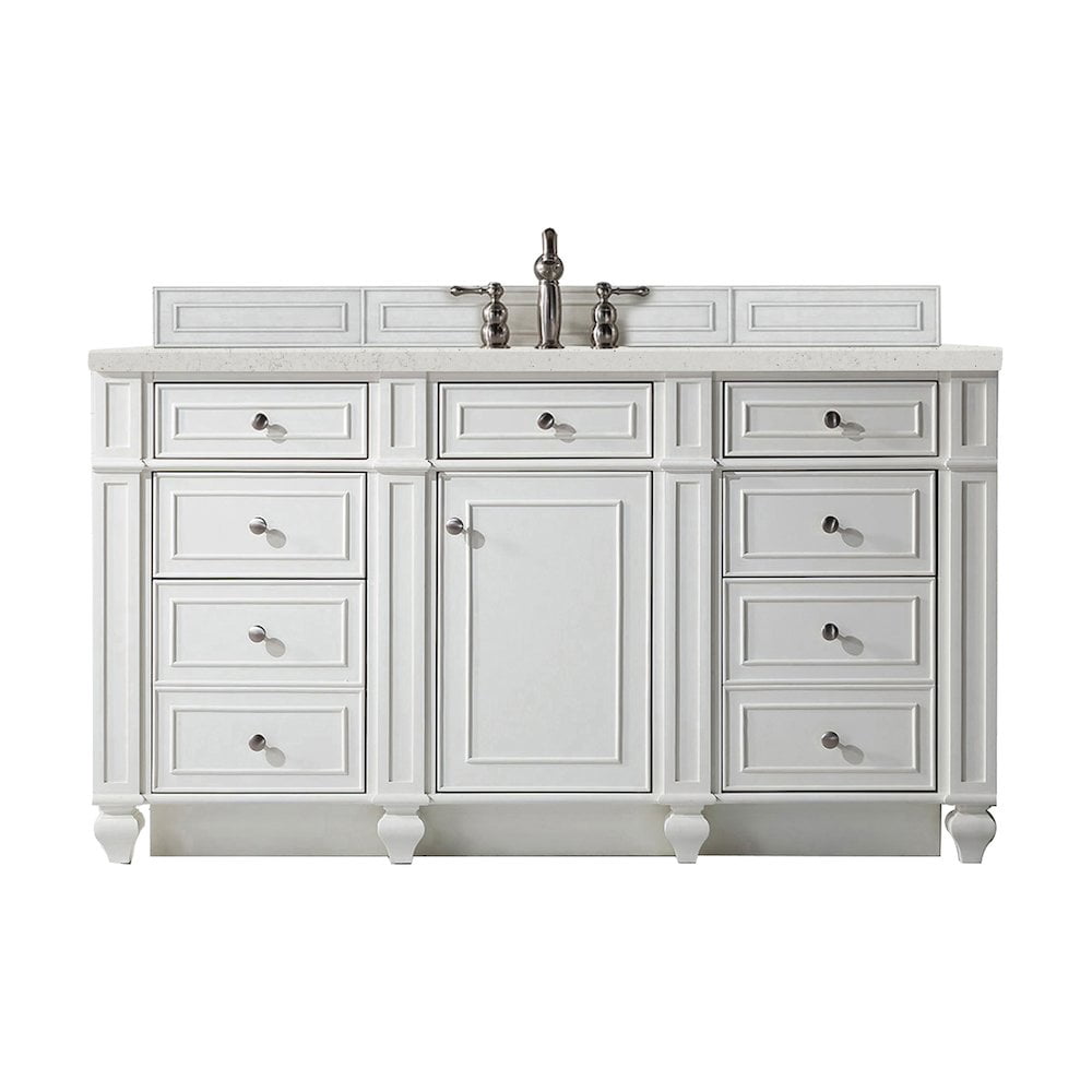 James Martin Vanities 60" Single Vanity, Bright White w/ 3 CM Lime ...