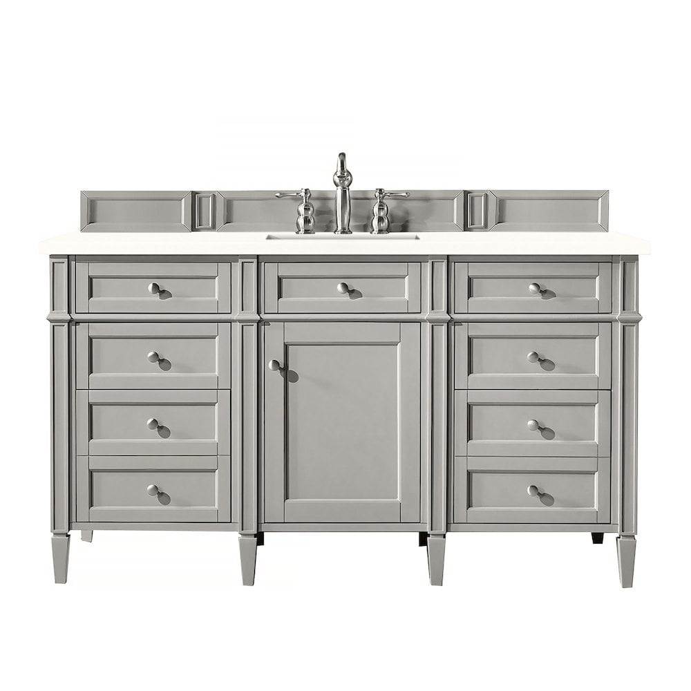 James Martin Vanities 60" Single Vanity, Urban Gray w/ 3 CM White Zeus ...