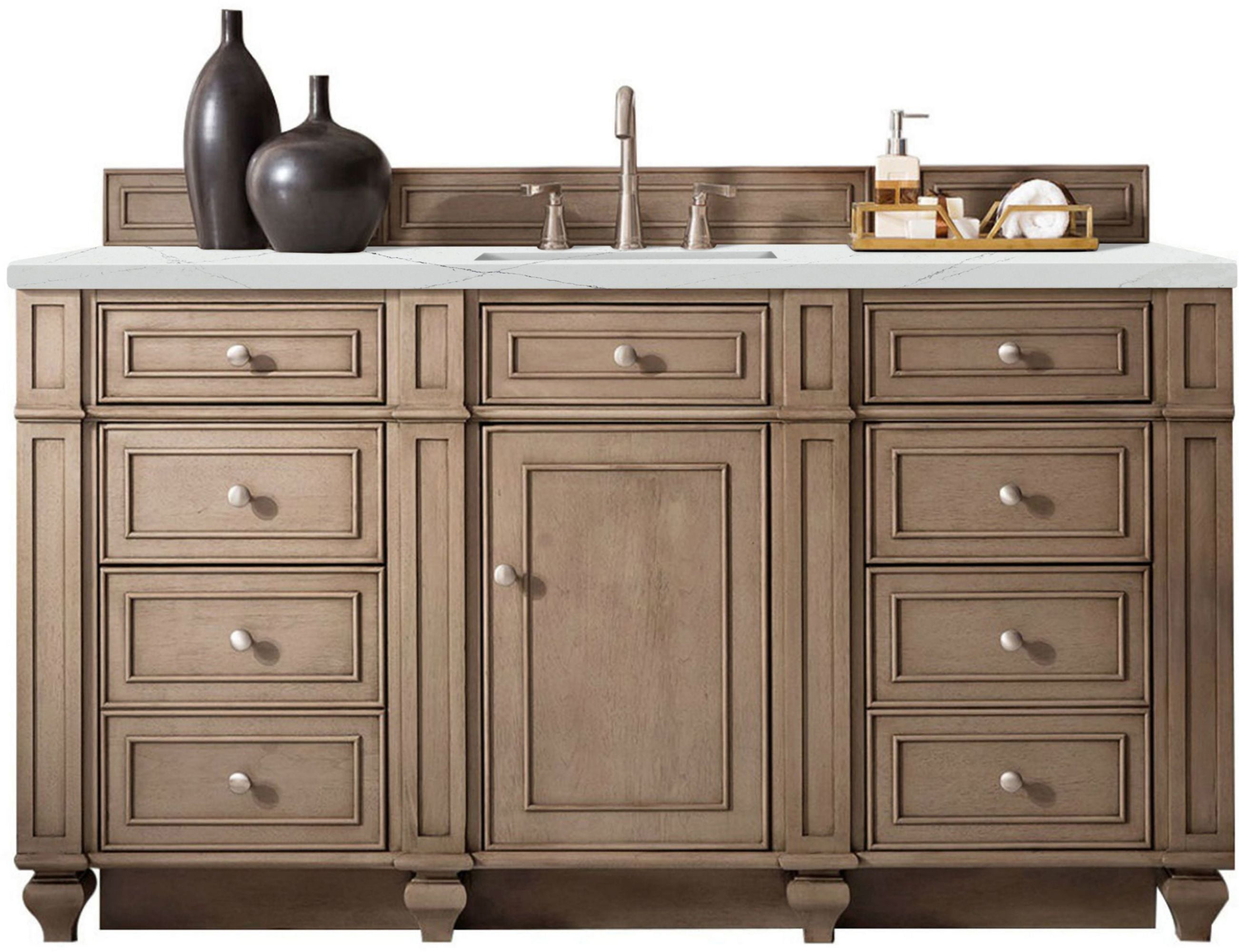 James Martin Vanities 60" Single Vanity, Whitewashed Walnut, w/ 3 CM ...