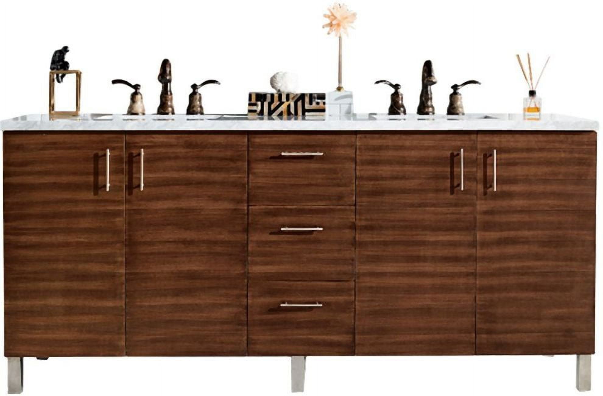 James Martin Vanities 72" American Walnut Double Vanity w/ 3 CM Arctic ...