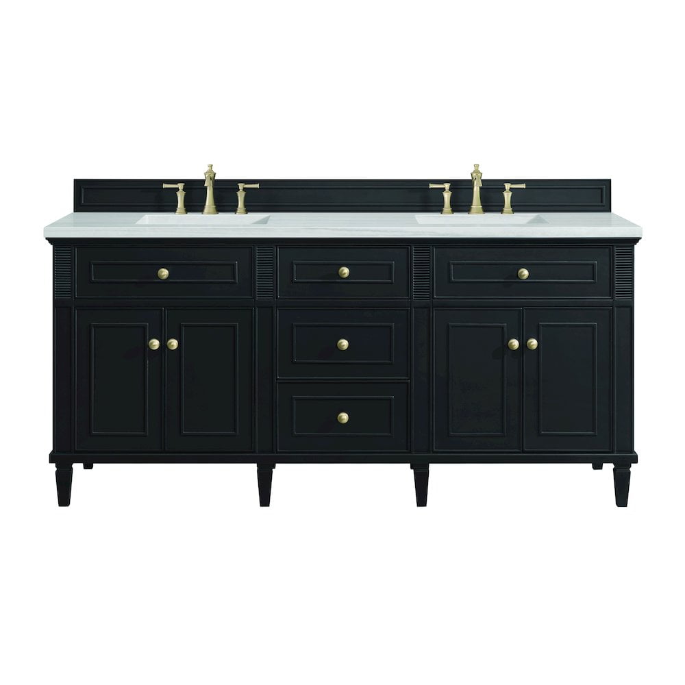 James Martin Vanities 72" Double Vanity, Black Onyx w/ 3 CM Arctic Fall ...