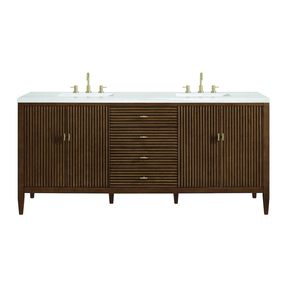 James Martin Vanities 72" Double Vanity, Mid Century Walnut w/ 3 CM ...