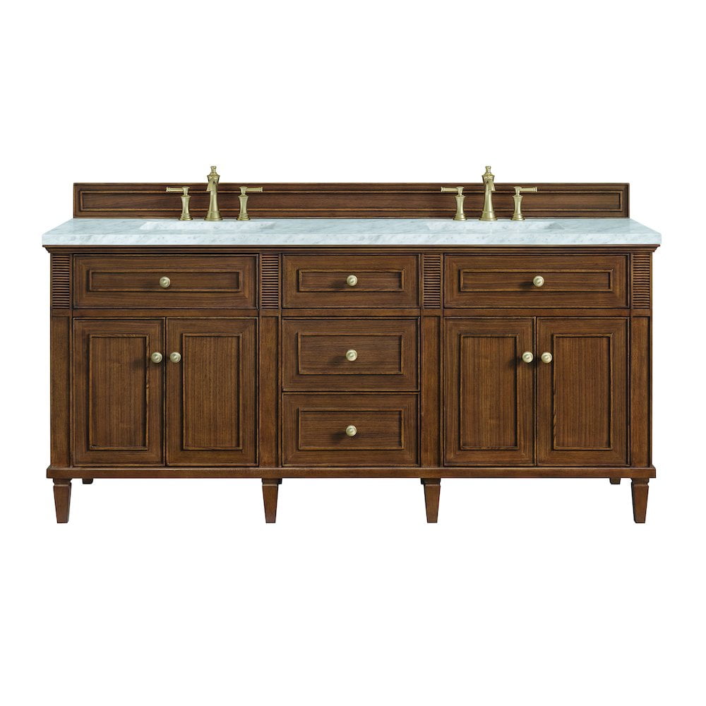 James Martin Vanities 72"Double Vanity, Mid-Century Walnut w/ 3 CM ...