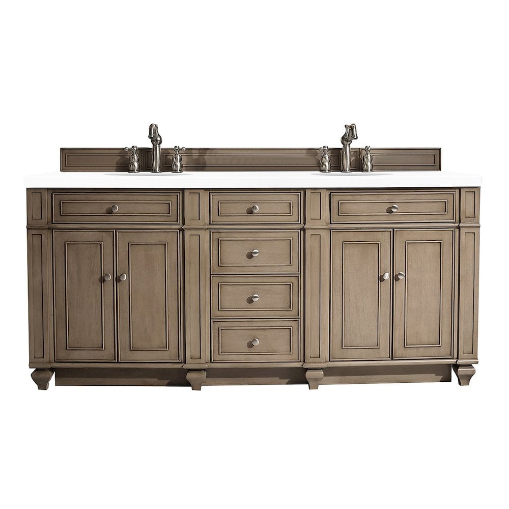 James Martin Vanities 72" Double Vanity, Whitewashed Walnut w/ 3 CM ...