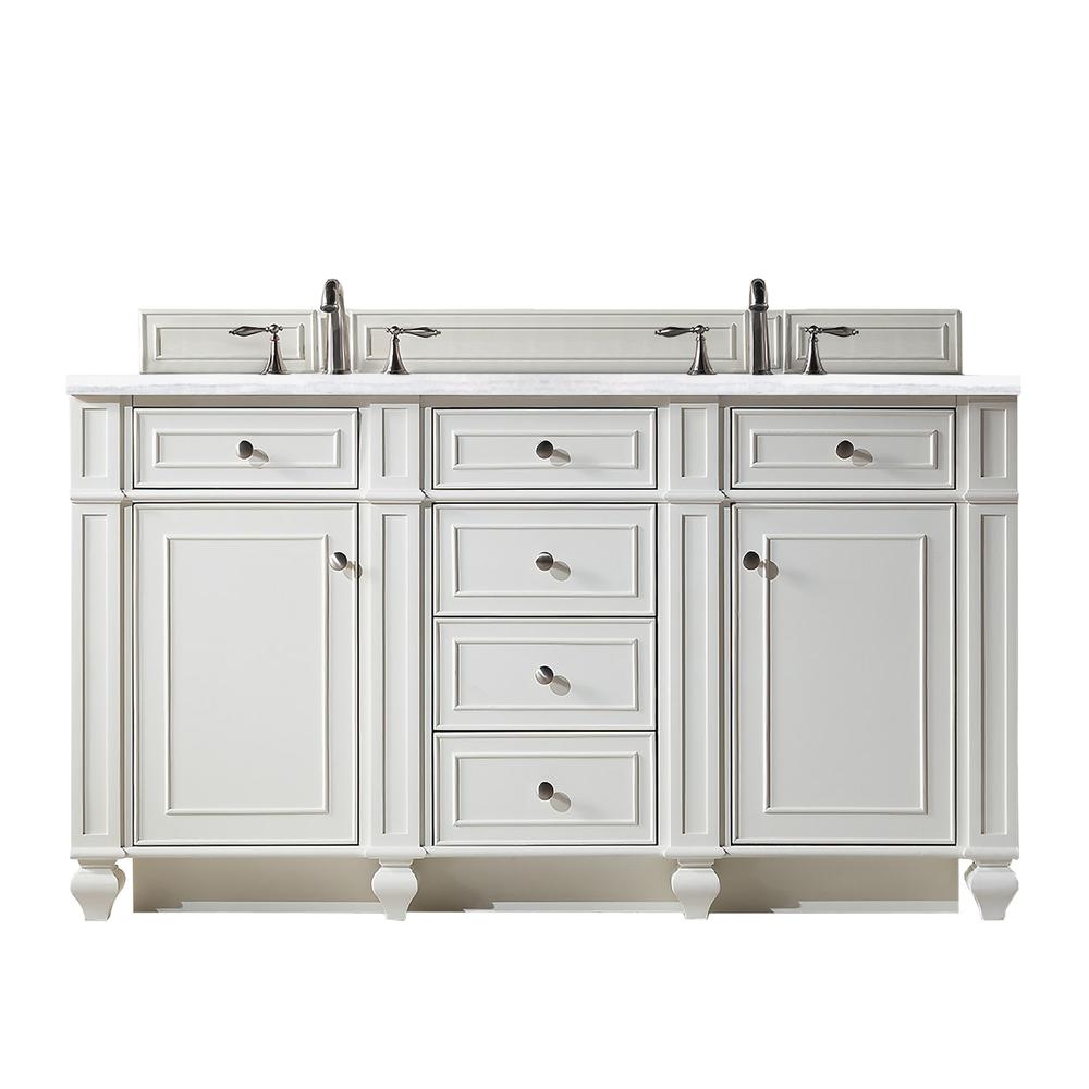 James Martin Vanities Bristol 60" Double Vanity, Bright White, w/ 3 CM ...