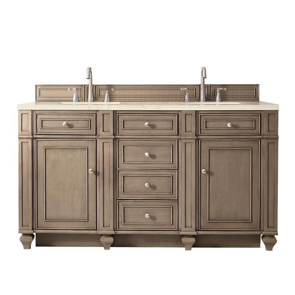 James Martin Vanities Bristol 60" Double Vanity, Whitewashed Walnut, w ...