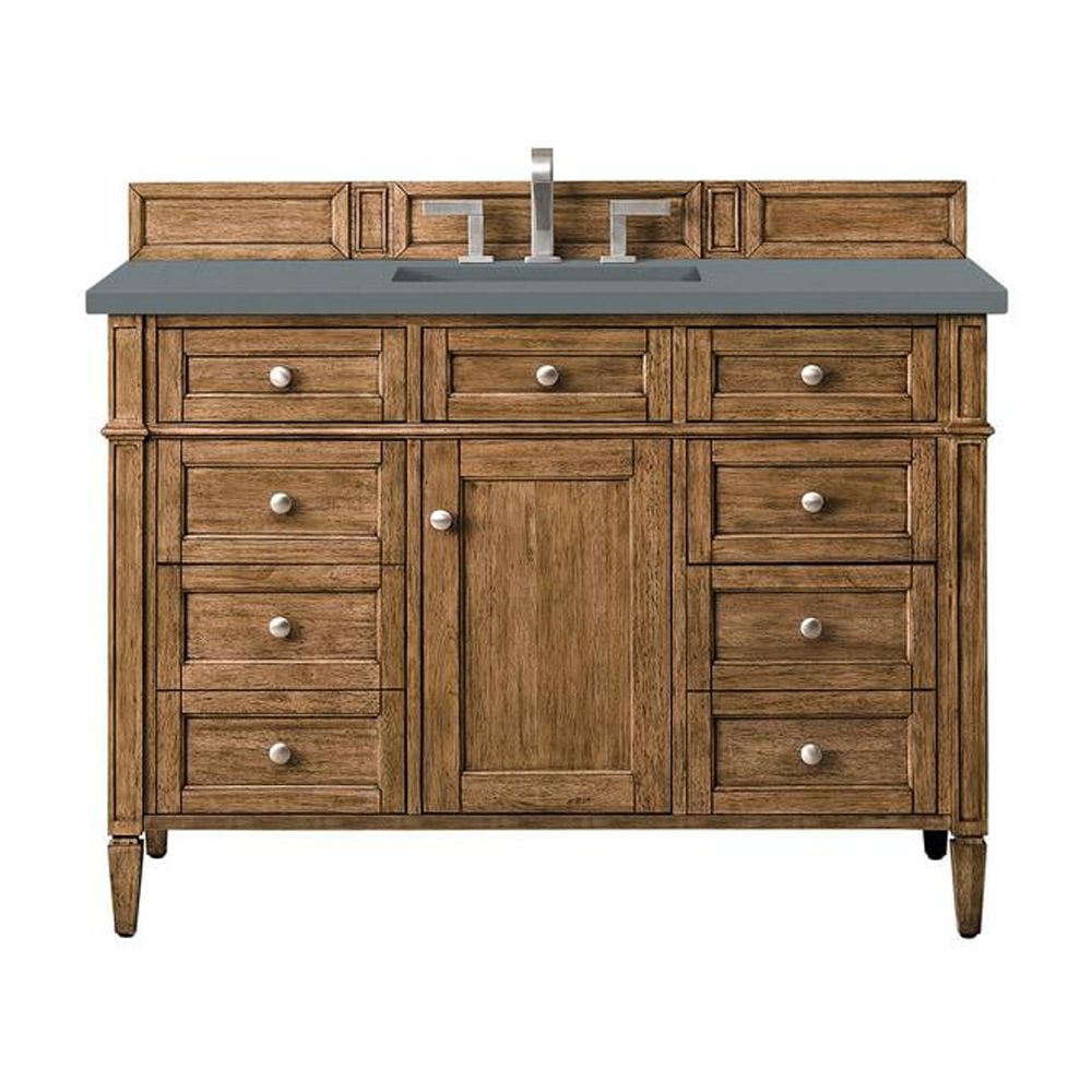James Martin Vanities Brittany 48" Saddle Brown Single Vanity w/ 3 CM Cala Blue Quartz Top ...