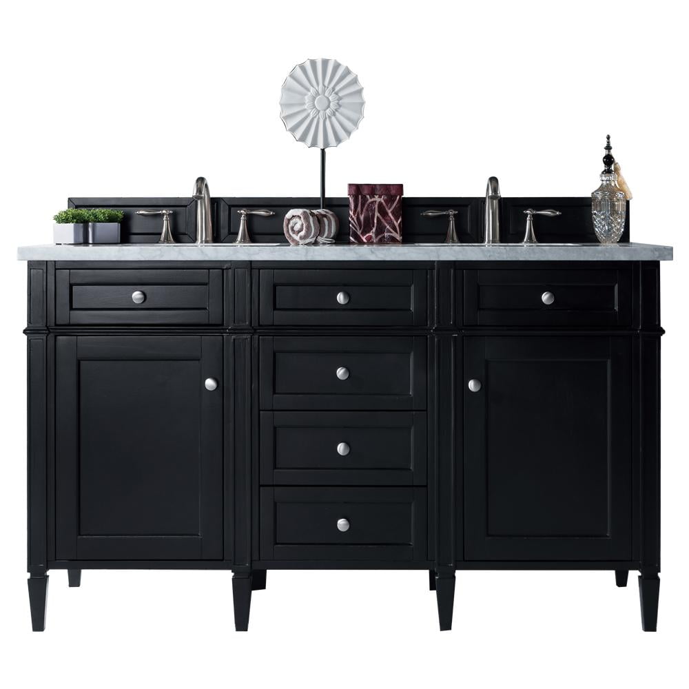 James Martin Vanities Brittany 60" Black Onyx Double Vanity w/ 3 CM ...