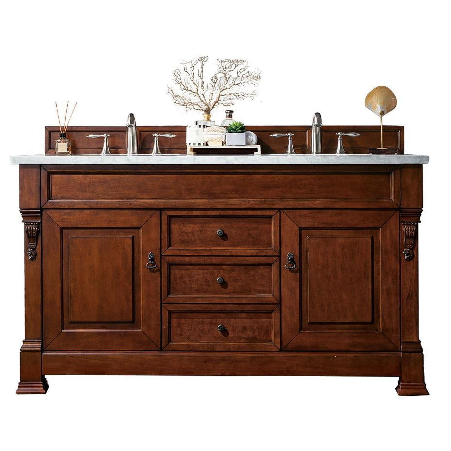 James Martin Vanities Brookfield 60" Double Vanity, Warm Cherry w/ 3 CM ...