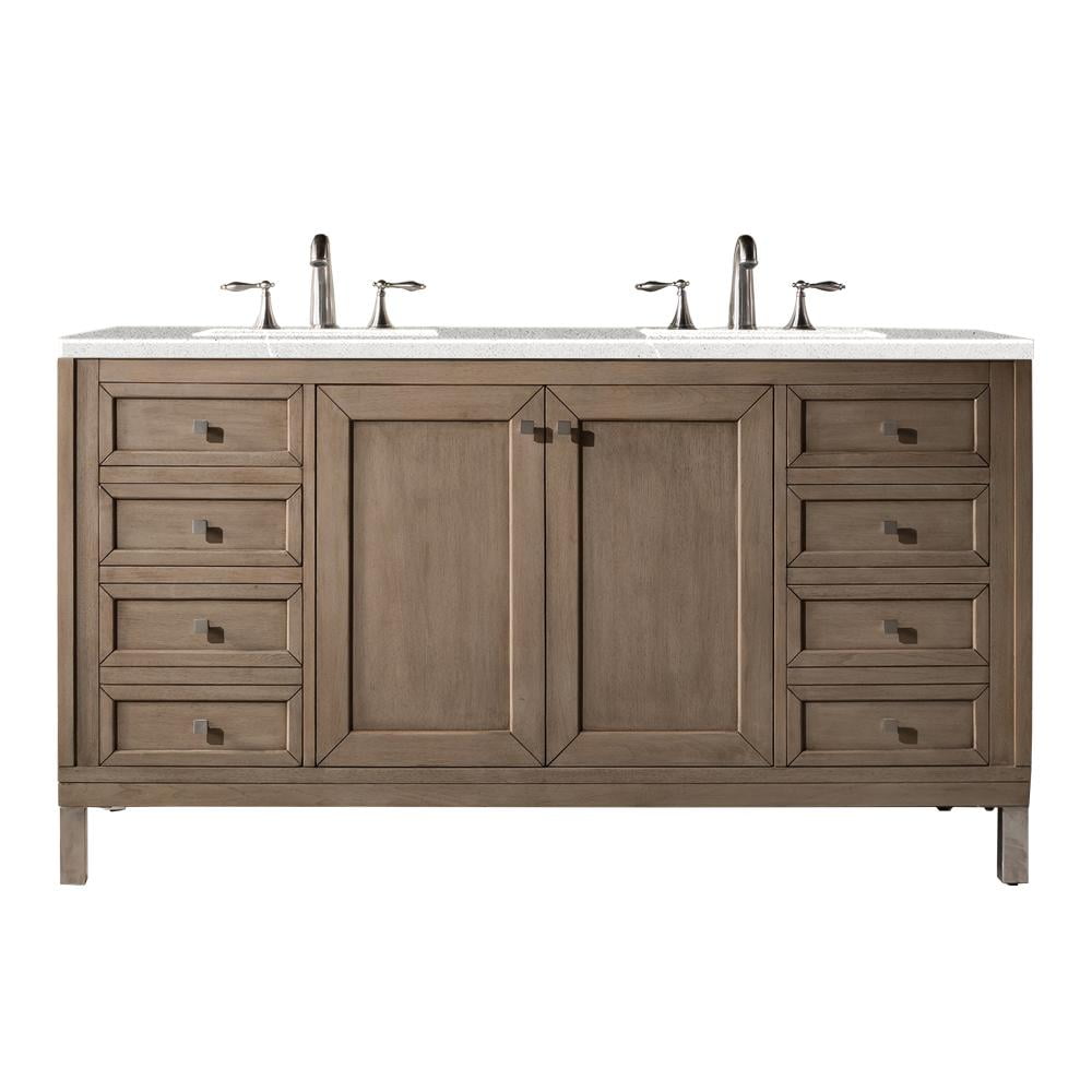 James Martin Vanities Chicago 60" Double Vanity, Whitewashed Walnut w ...